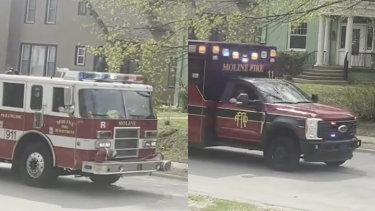 Moline fire department Engine 15 & Ambulance 11 Responding - YouTube