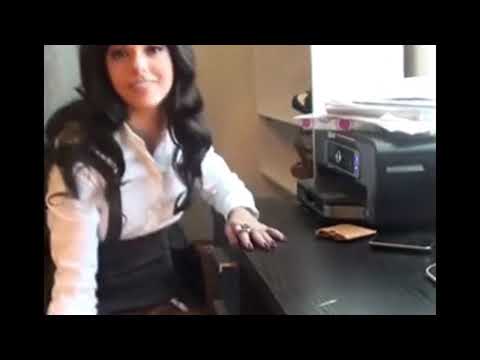 Secretary trying new heels in nylon