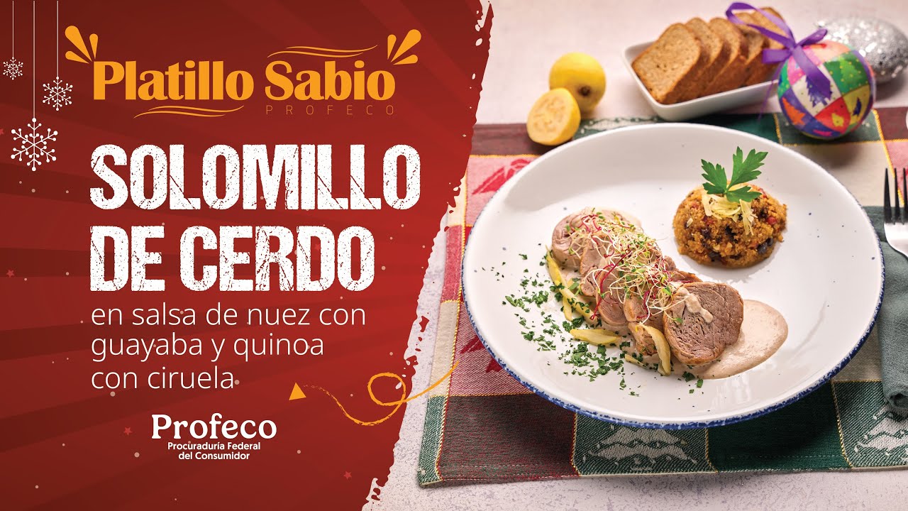Solomillo de cerdo en salsa de nuez con guayaba y quinoa con ciruela ...