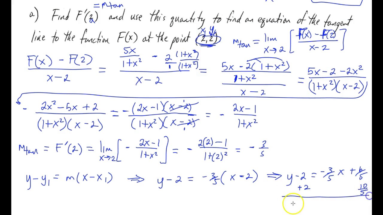 Definition of Derivative (Part 2) - Find Slope and Equation - YouTube