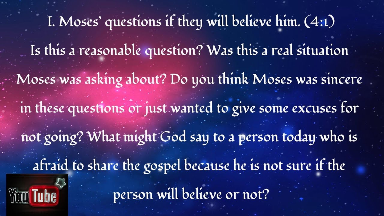 Exodus4 Bible Study & Questions - Moses Makes Excuses - YouTube