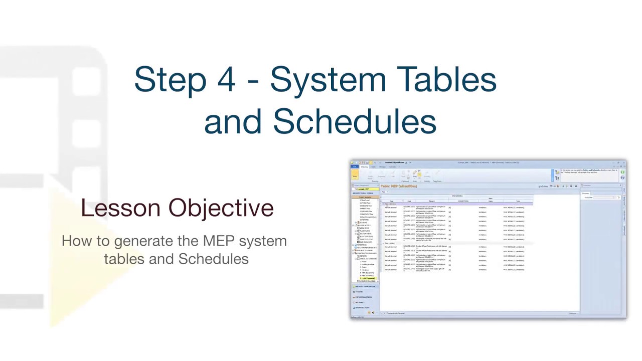 Edificius-MEP Tutorial - Step 4 - System Tables and Schedules - ACCA software - YouTube