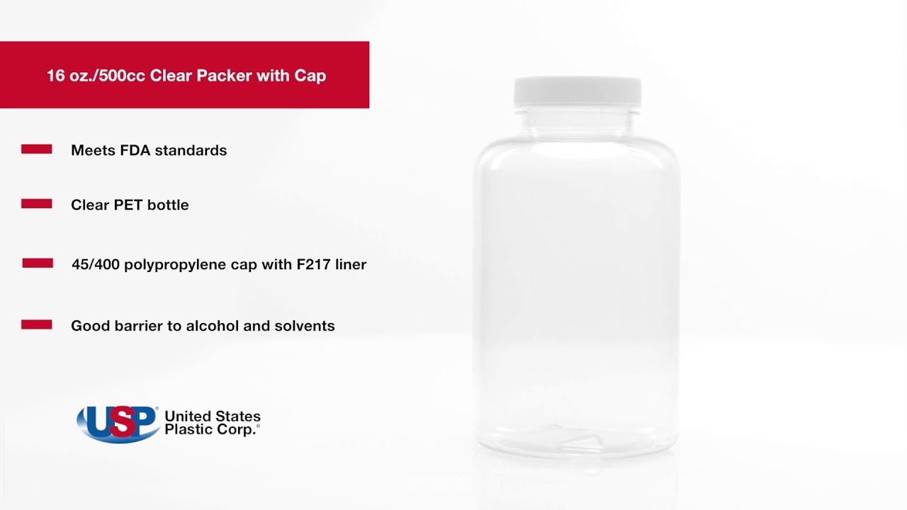 16 OZ./500CC CLEAR PACKER WITH CAP | U.S. Plastic Corporation® - YouTube
