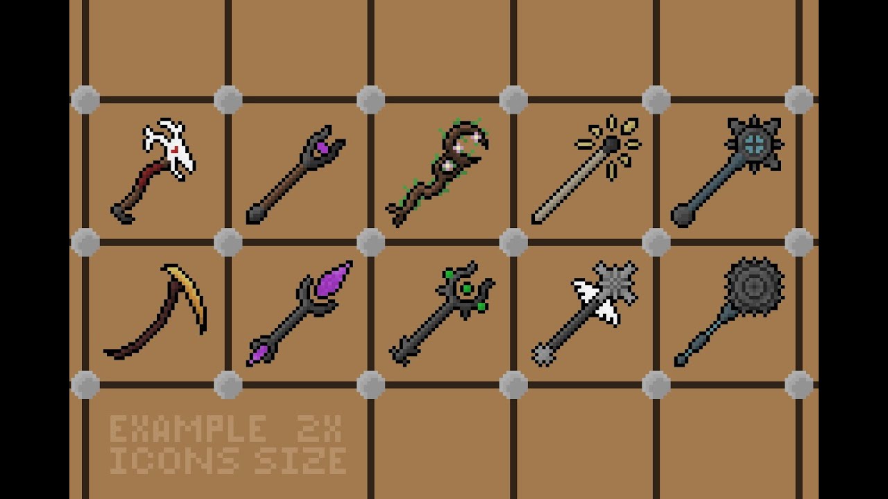 Fantasy Pixel art staffs asset pack. - YouTube