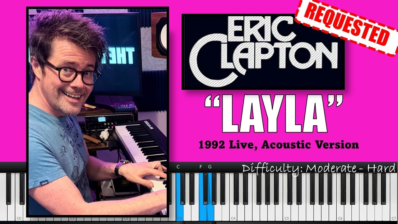 How to Play "Layla" by Eric Clapton! 1992 Unplugged Version - Piano ...
