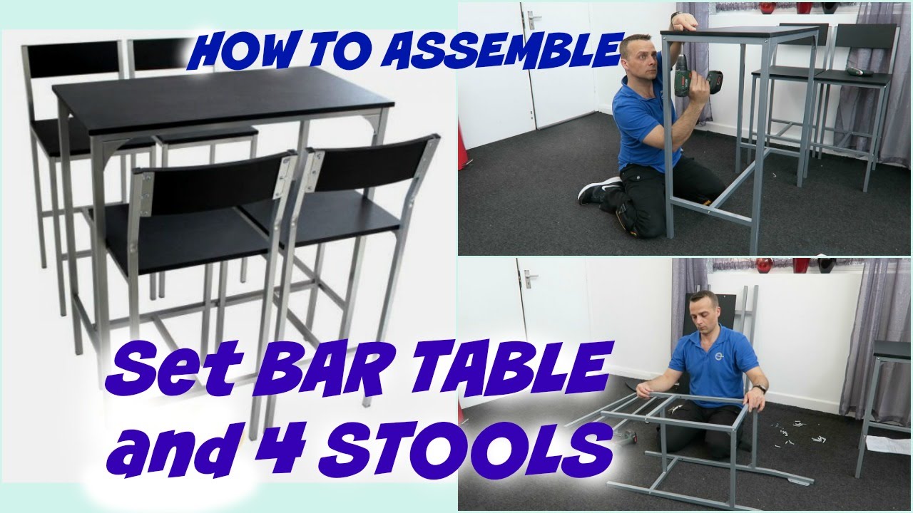 BAR TABLE and 4 STOOLS RIMINI - YouTube