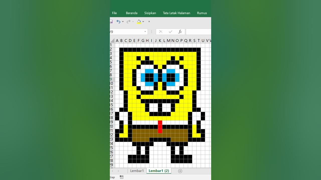 Spongebob Square Pants Pixel Art using Microsoft Excel #spongebob #bikinibottom #nikelodeon ...