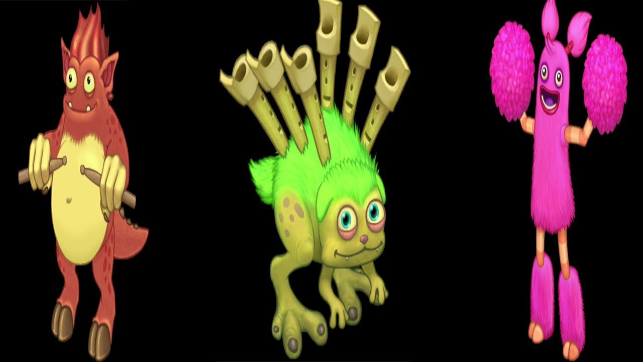 My Singing Monsters. Tweedle, Drumpler, Dandidoo, PomPom and Reedling ...