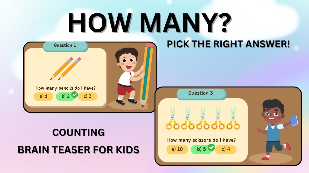 Brain Teaser for Kids | Count the Objects & Choose the Right Answer ...