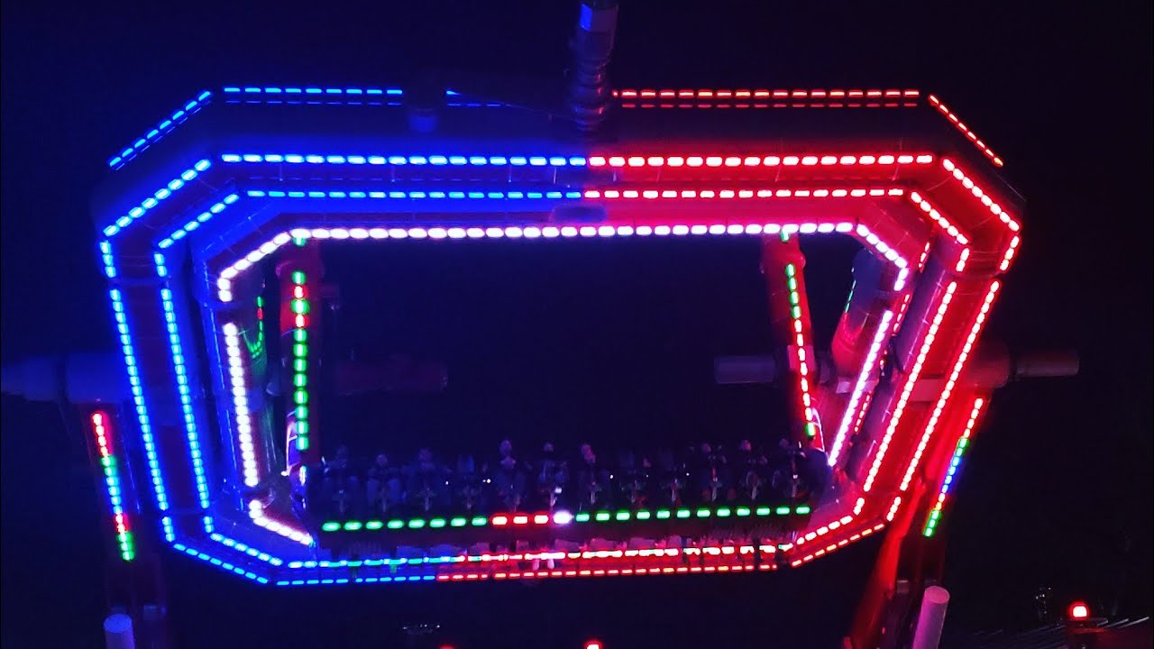 4K Cyborg Cyber Spin at Six Flags Great Adventure Off Ride With Lights ...