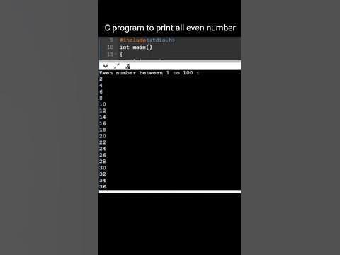 Print all even number between 1 to 100 using c programming | Computer ...