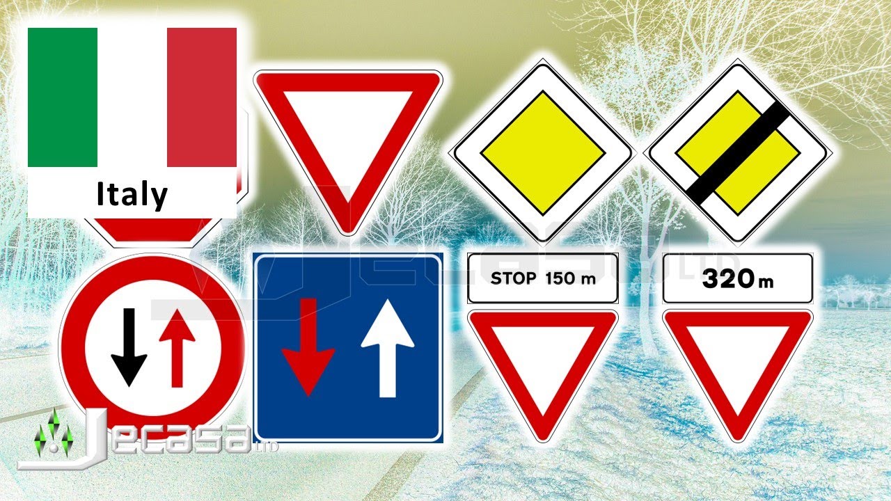 Priority Traffic-Road Signs in Italy, Rome, Milan, Naples, Turin, San ...