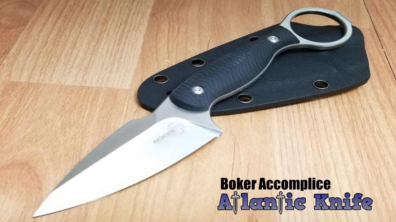 BOKER PLUS ACCOMPLICE STAINLESS FIXED SANDVIK BLADE BLACK G10 KNIFE ...