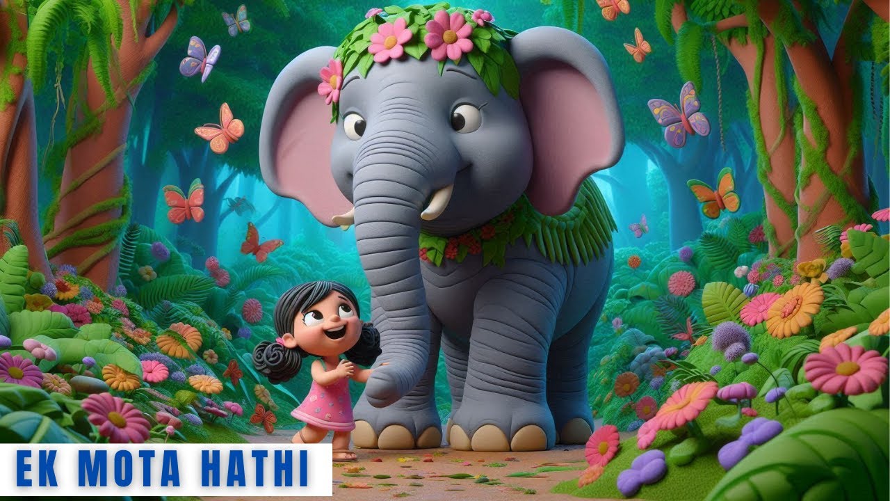 ek mota hathi | एक मोटा हाथी घुमने चला | Hindi nursery rhymes | mota ...