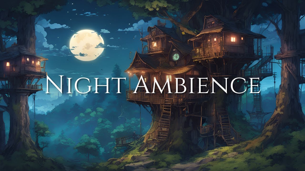 Night Ambience: Distant thunder, Crickets, Owls, Warm - YouTube