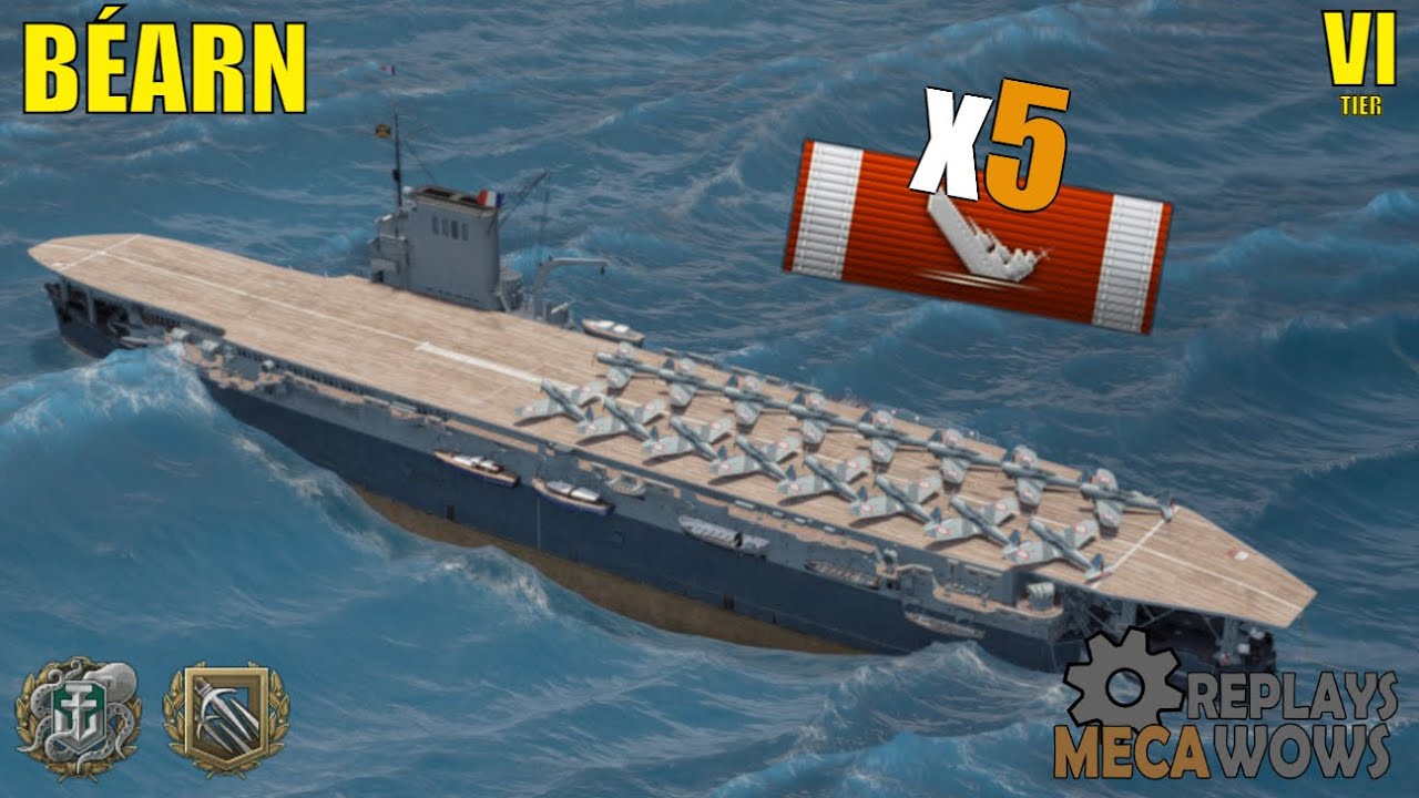Aircraft Carrier Béarn 5 Kills & 65k Damage | World of Warships Gameplay - YouTube