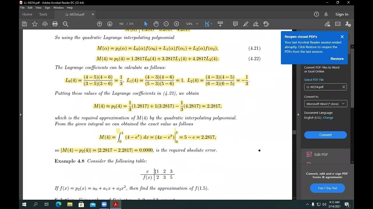 Chapter 4: Polynomial Interpolation and Approximation: Lagrange Interpolating Polynomials p2 ...