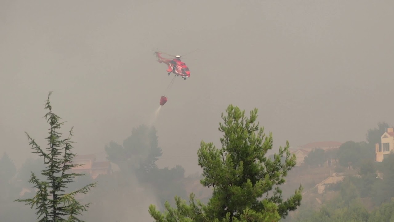Hellenic Fire Service AS-332 L1 Super Puma for Firefighting in Kalamos ...