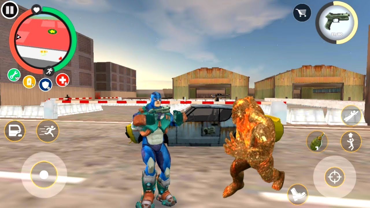 Rope hero vice town new game | Rope hero roadster car with black robot ...