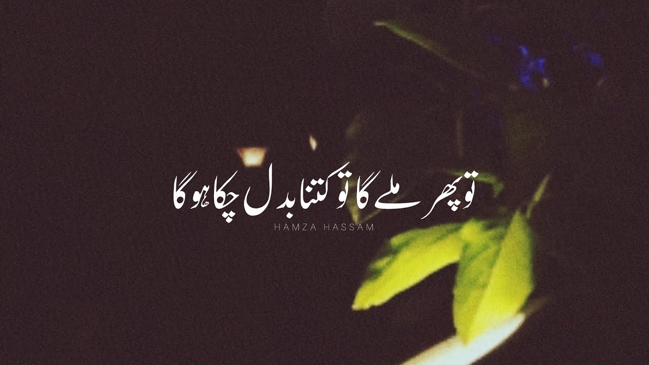 Hamza Hassam poetry (تو پھر ملے گا تو کتنا بدل چکا ہوگا) Last monthe of ...