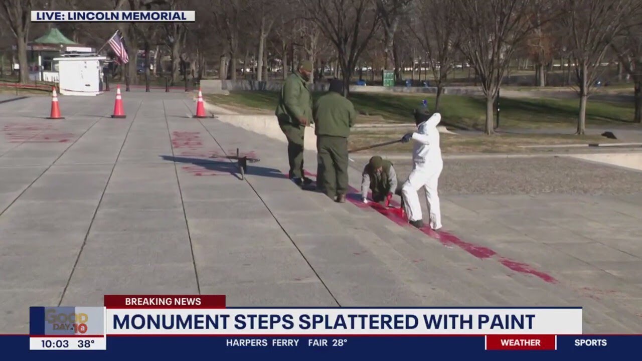 Lincoln Memorial steps vandalized with ‘Free Gaza’ graffiti, red paint ...