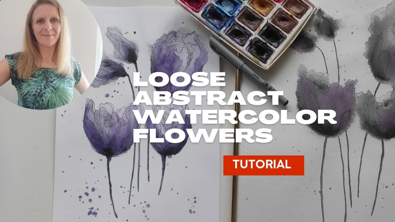 Easy watercolor florals tutorial, loose, abstract flower painting ...