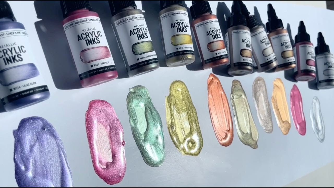 KAMENSKAYA Metallic Acrylic Inks product review - YouTube