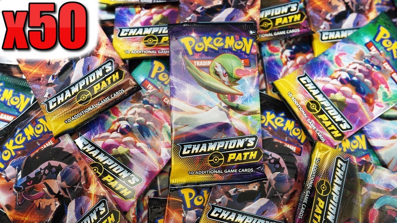Opening 50x Pokemon Champion's Path Booster Packs - YouTube