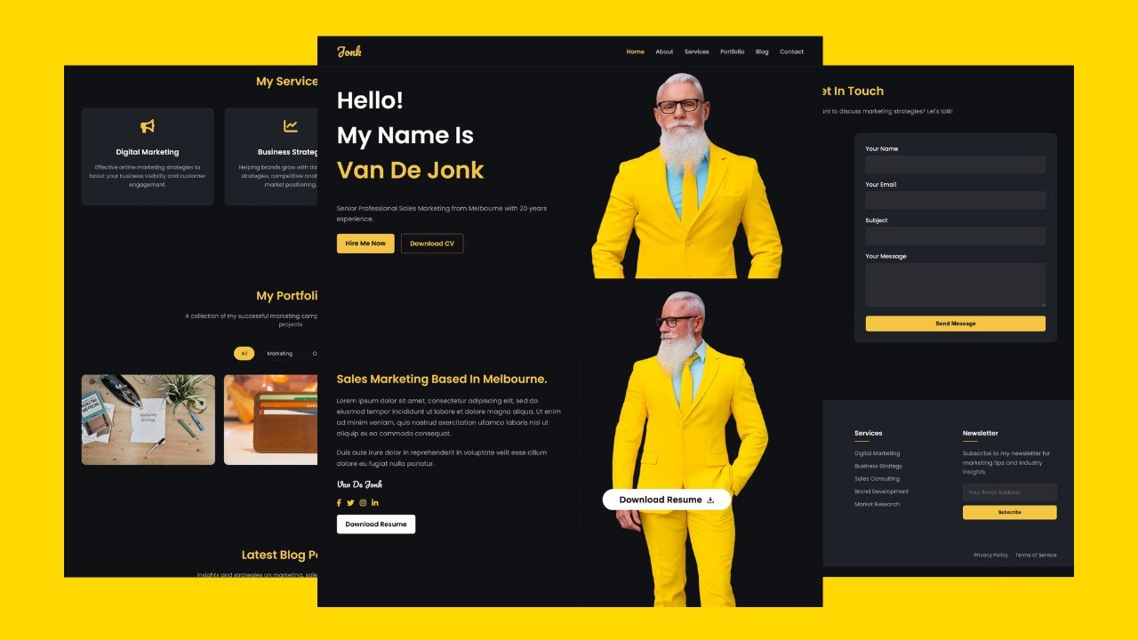 Portfolio Website Design using HTML, CSS, and JavaScript || Free Source ...