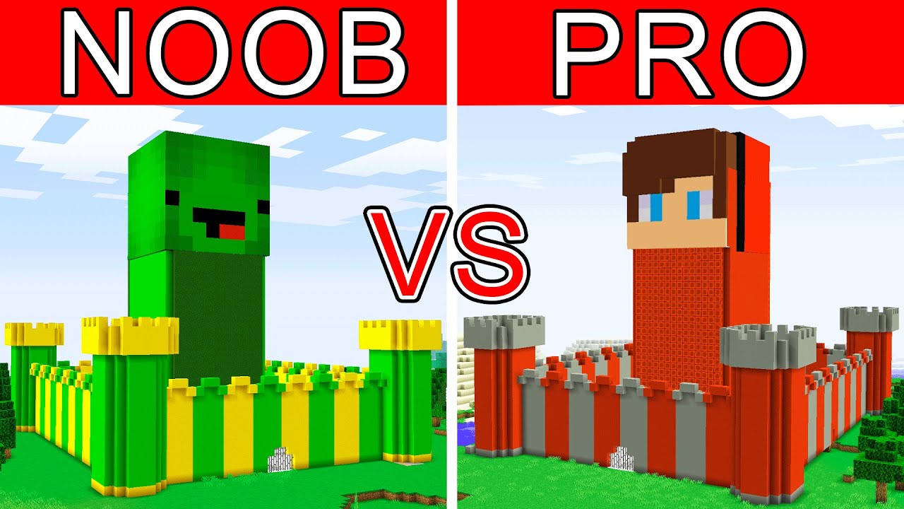 JJ and Mikey CASTLE in Minecraft BUILD BATTLE NOOB vs PRO Challenge Maizen - YouTube