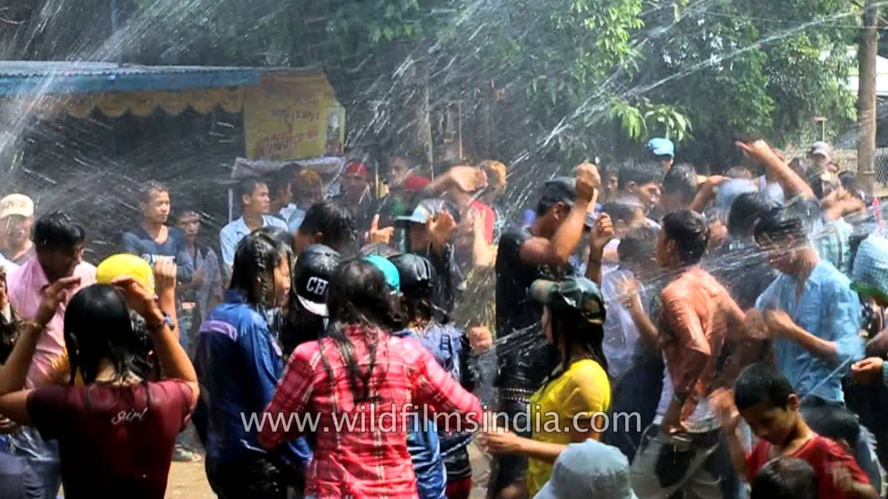 Crowd splash water on each other - Thingyan Water Festival, Myanmar ...
