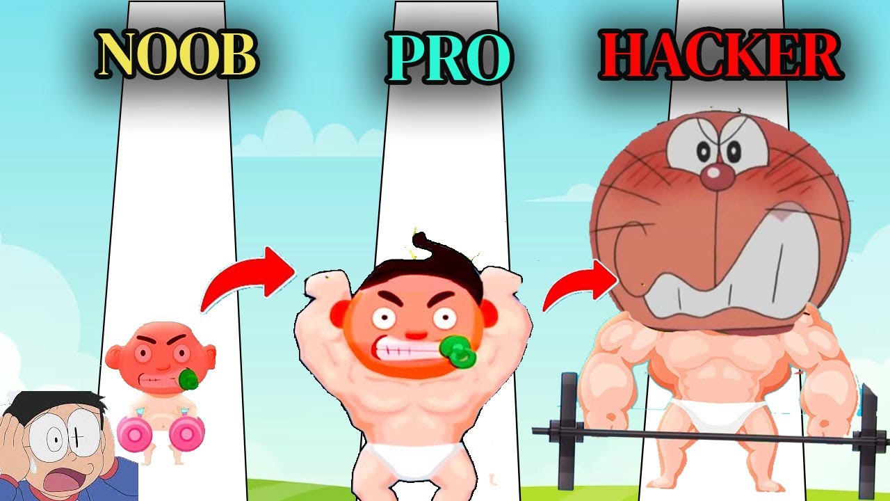 NOOB vs PRO vs HACKER | In Muscle Boy | With Nobita And Doraemon ...