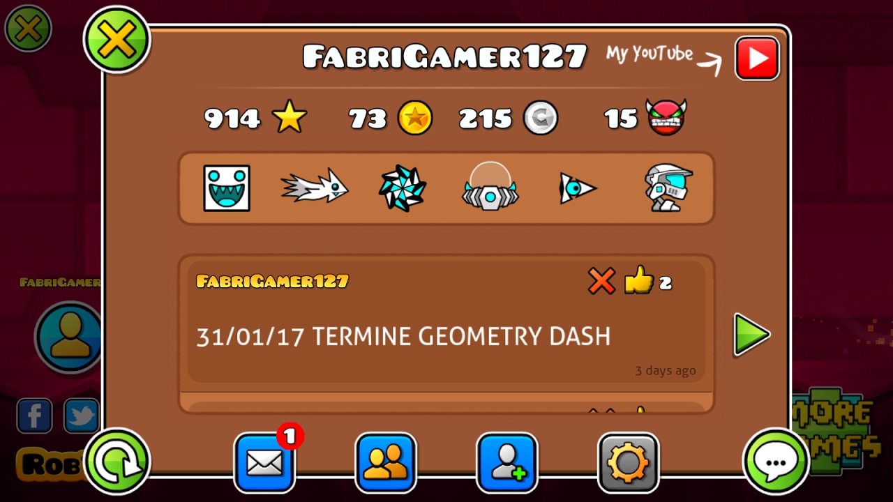 Mis estadisticas en GD :) - YouTube