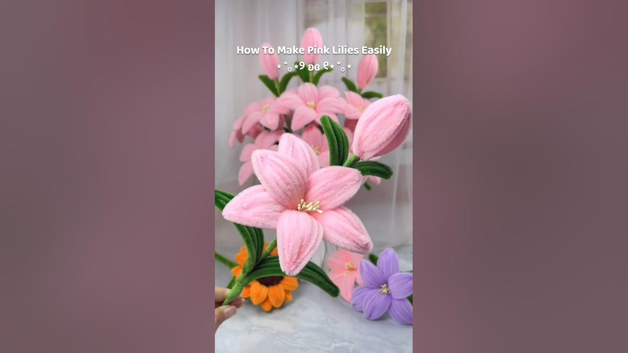 how to make lily petals easily | pipe cleaner flowers tutorial #handmadeflower - YouTube