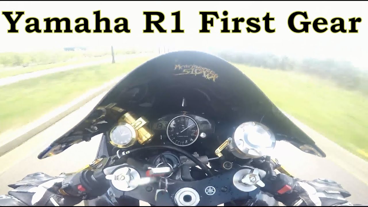 Yamaha R1 first gear acceleration - YouTube