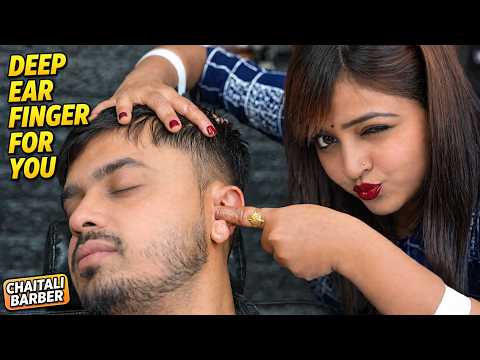 Satisfying Oily Ear Finger ASMR Massage By Lady Barber Chaitali | ASMR Head Massage For Deep Sleep