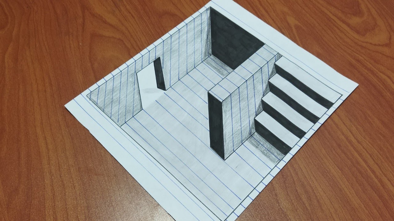 Very Easy How to Draw Basement Stairs 3D On Paper | 3d stairs to ...