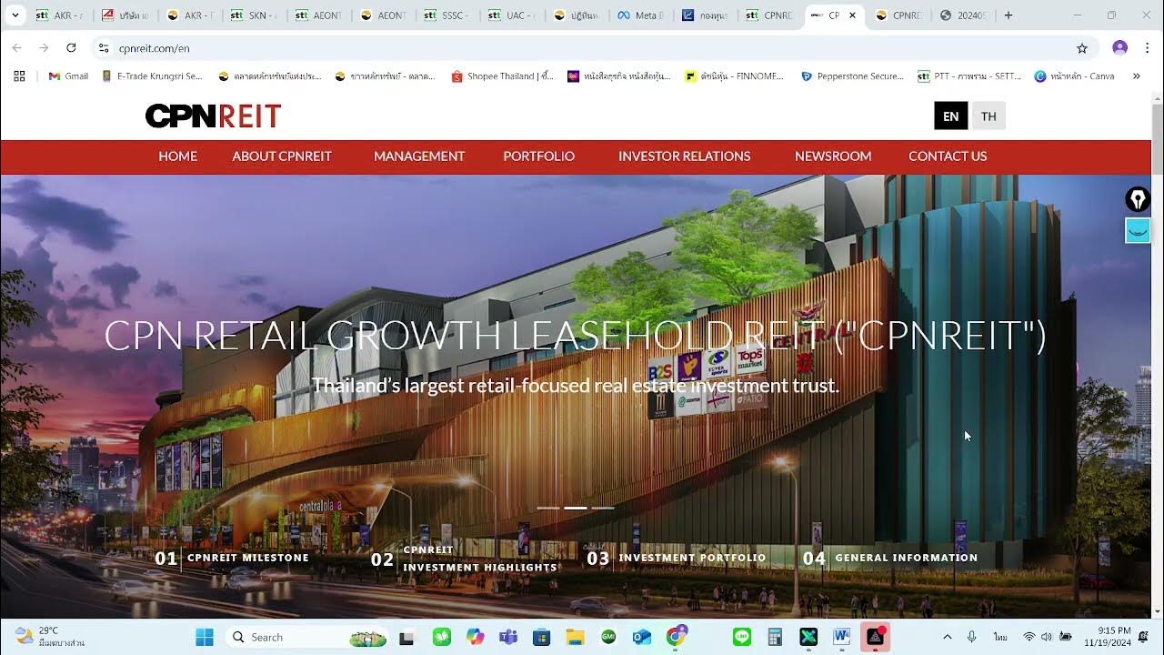 EP280 CPNREIT ปันผลและคืนทุน 8%ต่อปี ณ ราคาปัจจุบันที่ 11.70 บาท XD 26.11.67 2024 11 19 21 15 12 ...