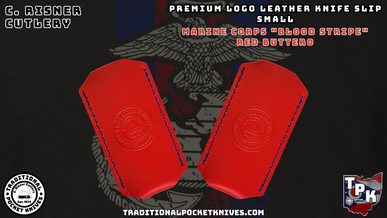 C. Risner Cutlery Premium Logo Leather Knife Slip Small - Marine Corps ...