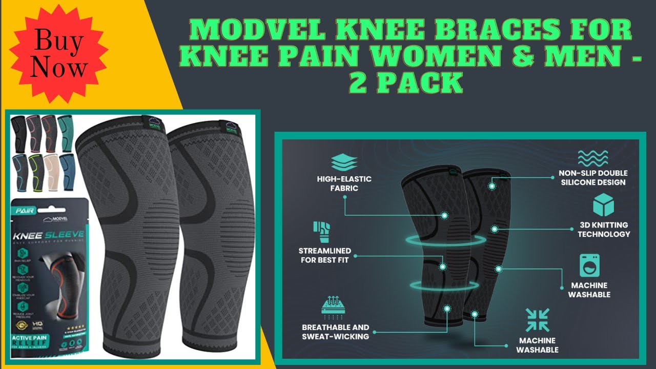 Modvel Knee Braces for Knee Pain Women & Men - 2 Pack - YouTube