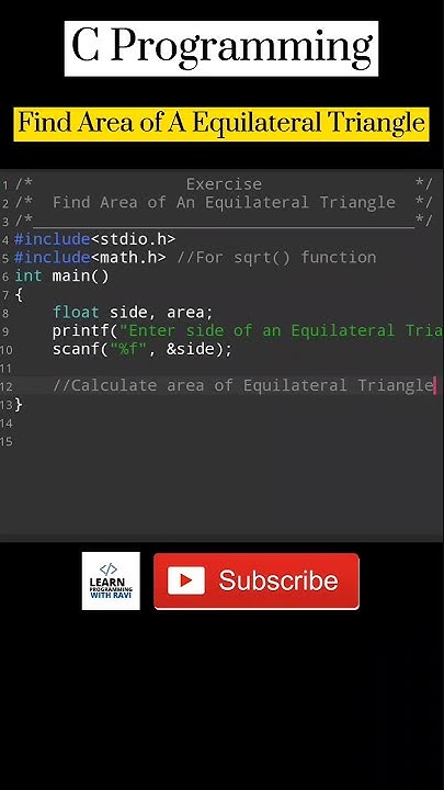 C Programming Find Area Of A Equilateral Triangle Cprogramming Programming Coding Shorts 