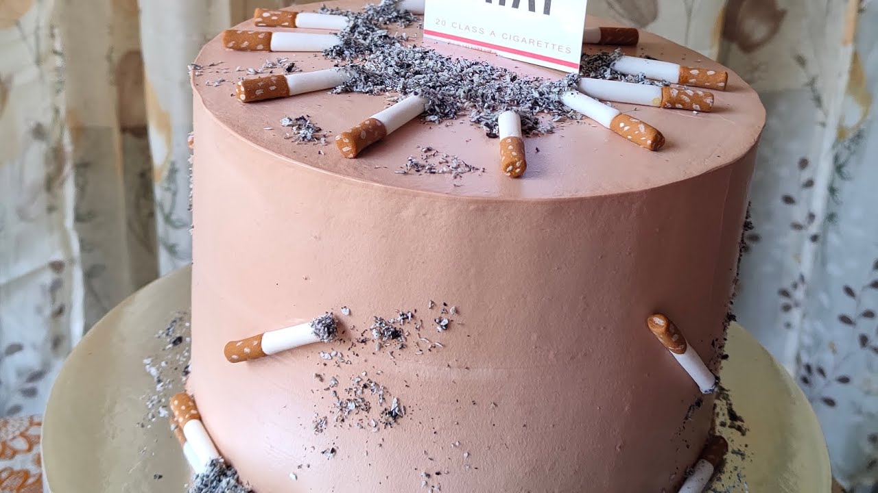 How to make Cigarette/Yosi Theme Cake - YouTube