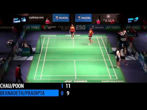 R16 - WD - Chau H.W. / Poon L.Y. vs P.Z.Bernadeth / R.A.Pradipta - 2014 Australia Badminton Open ...