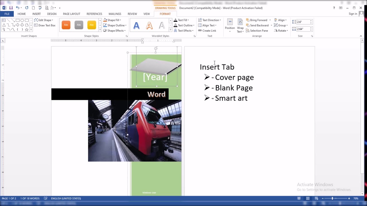 How Insert Cover Page and Smart Art in MS Word 2013 Tutorials 13 | JM ...