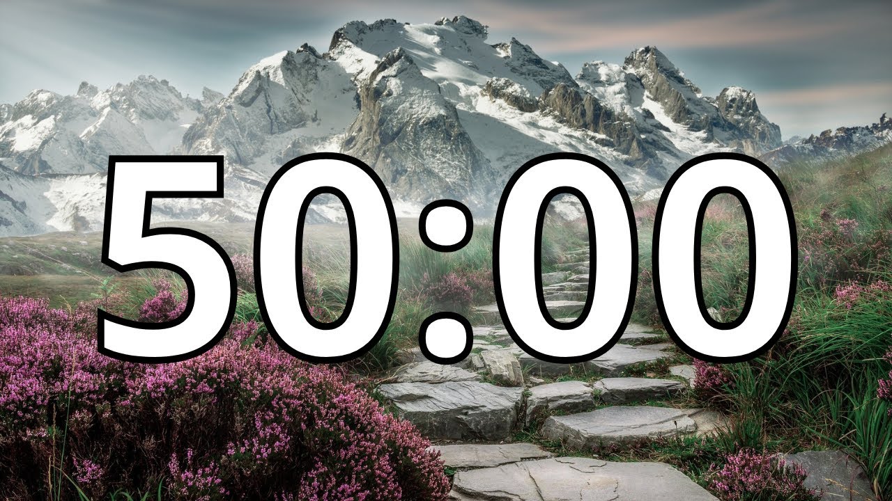 50 Minute Timer | Snowy Mountains | NO Music - YouTube
