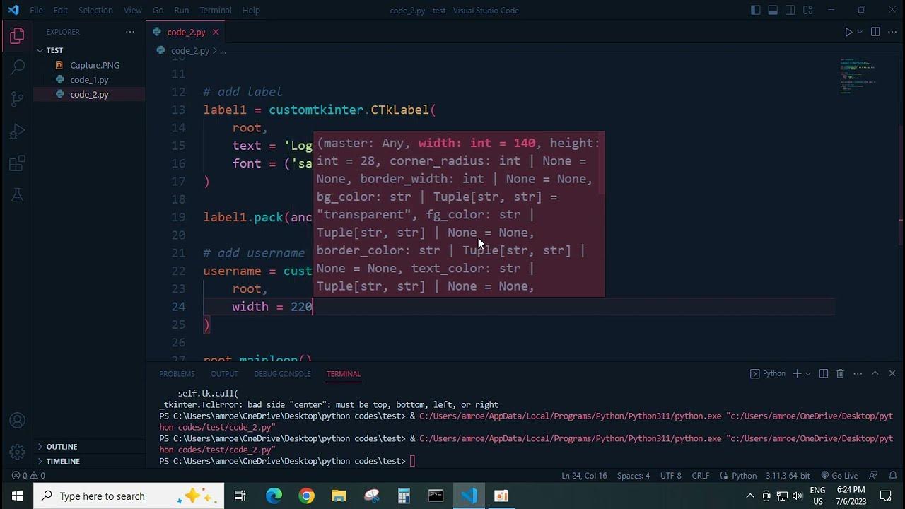 Customtkinter How To Make Login Form - YouTube