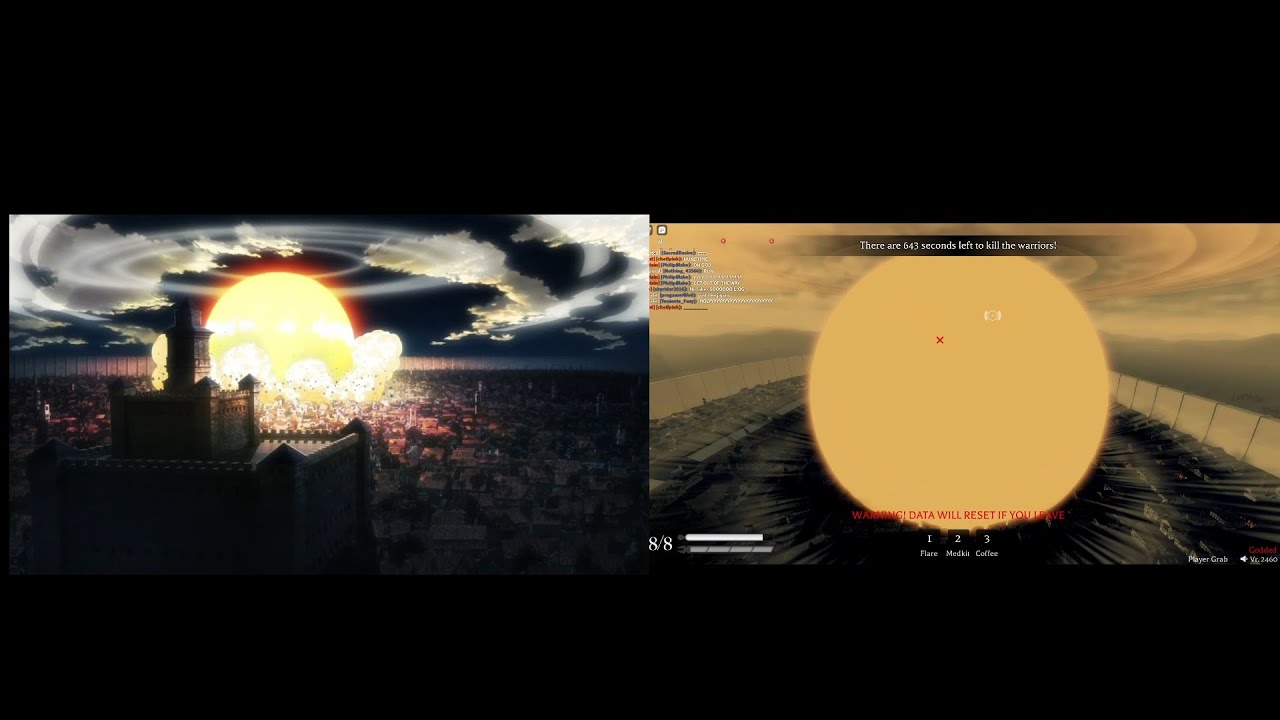 Colossal titan nuke comparison, anime vs game (Attack on Titan: Freedom ...