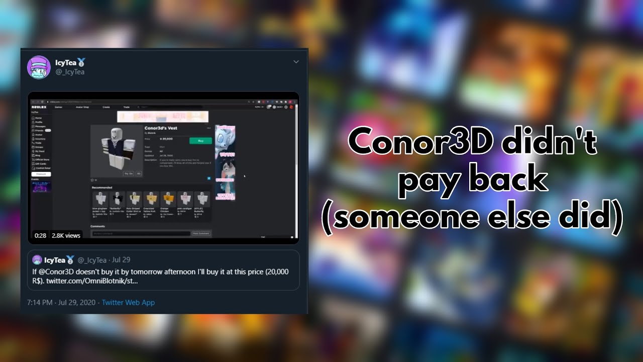 Blotnik was payed back for stolen a stolen shirt but not by Conor3D ...