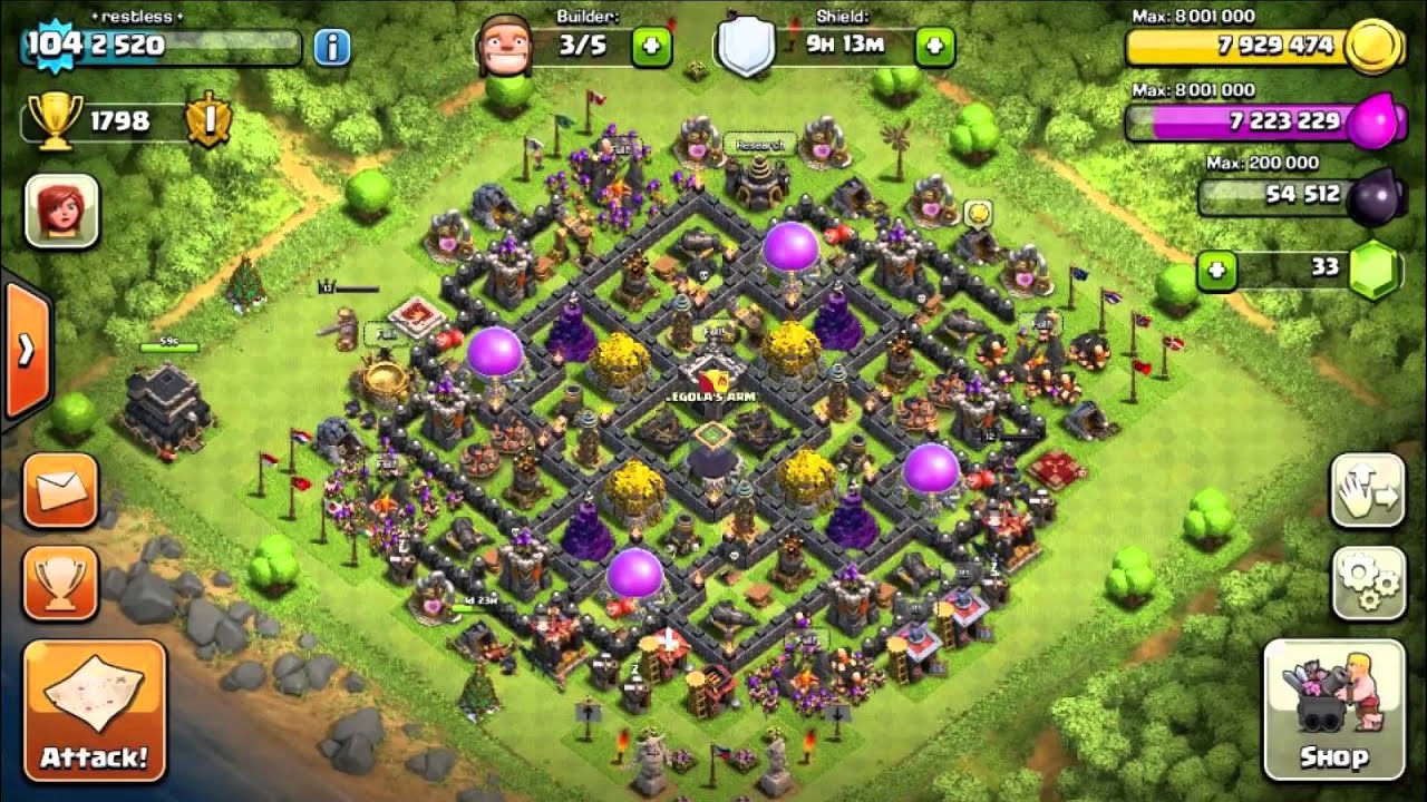 TOWN HALL 9 TOP 5 FARM BASE TH 9 TERKUAT - YouTube
