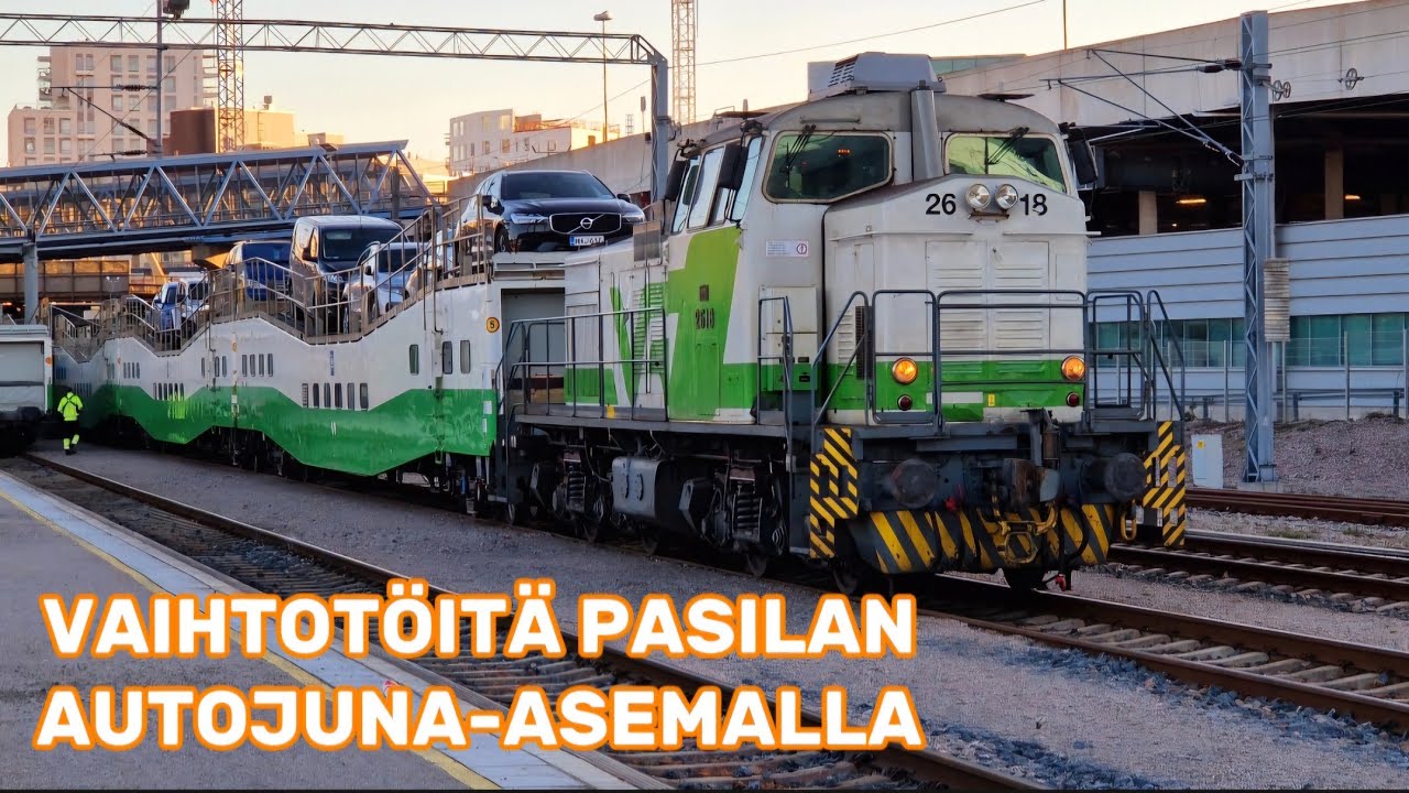 Vaihtotöitä Pasilan autojuna-asemalla - YouTube